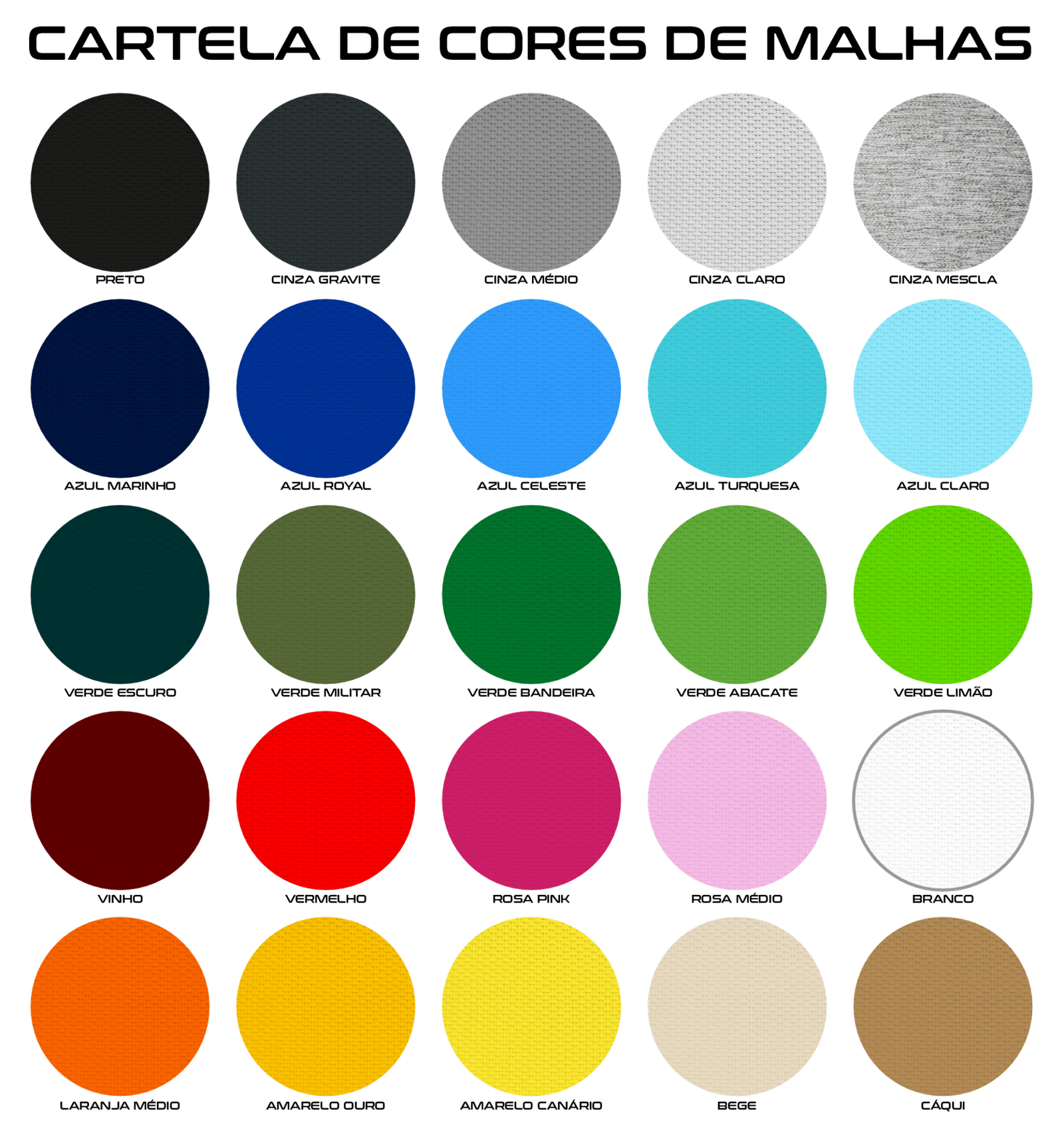 Tabela de Cores – Fabricom Camiseteria